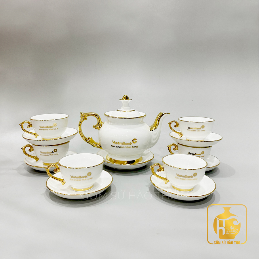Bộ ấm chén phú quý (chỉ bệt vàng, logo vk) ACVK8A - 700ml